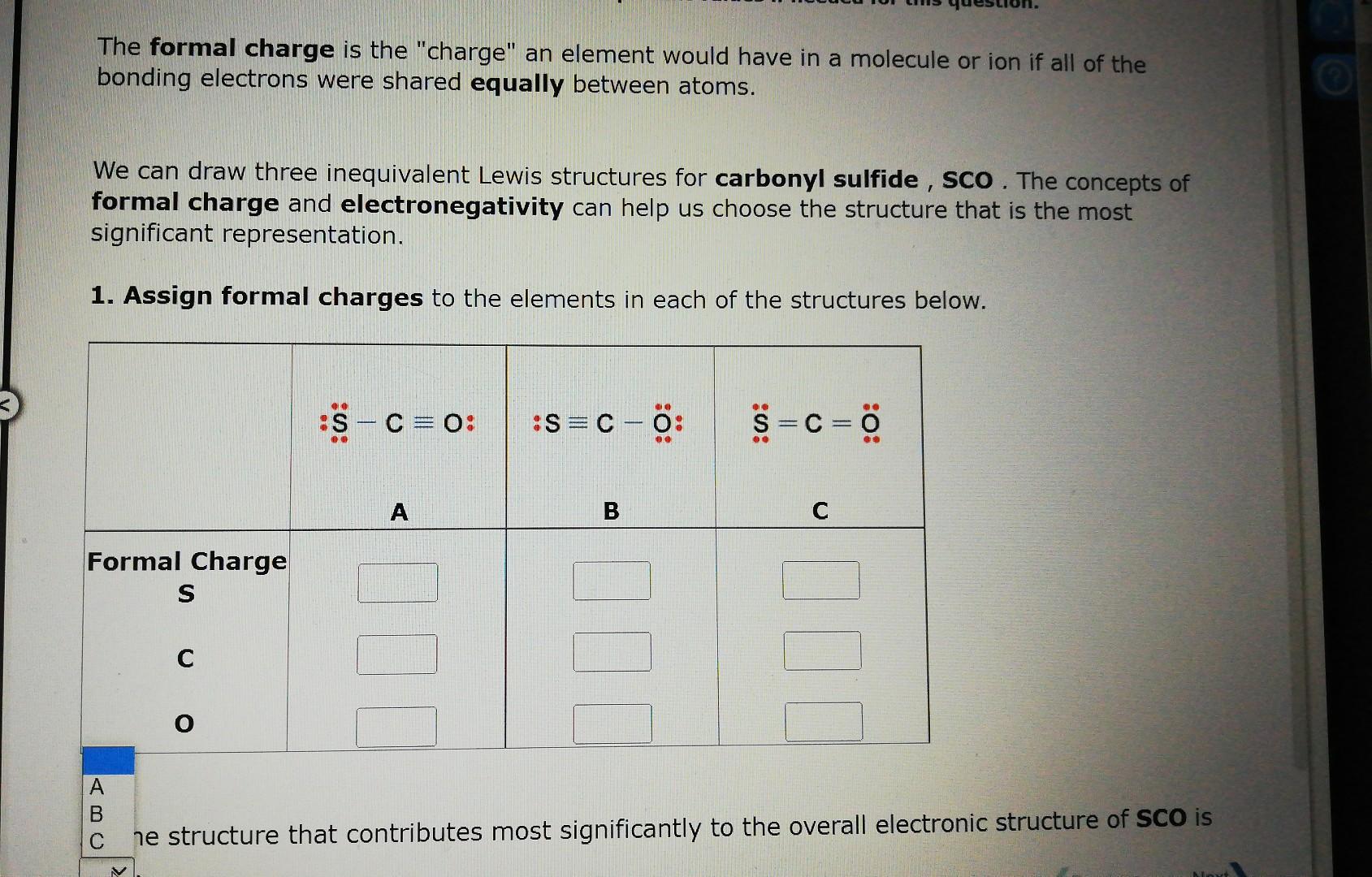 Solved The formal charge is the "charge" an element would | Chegg.com