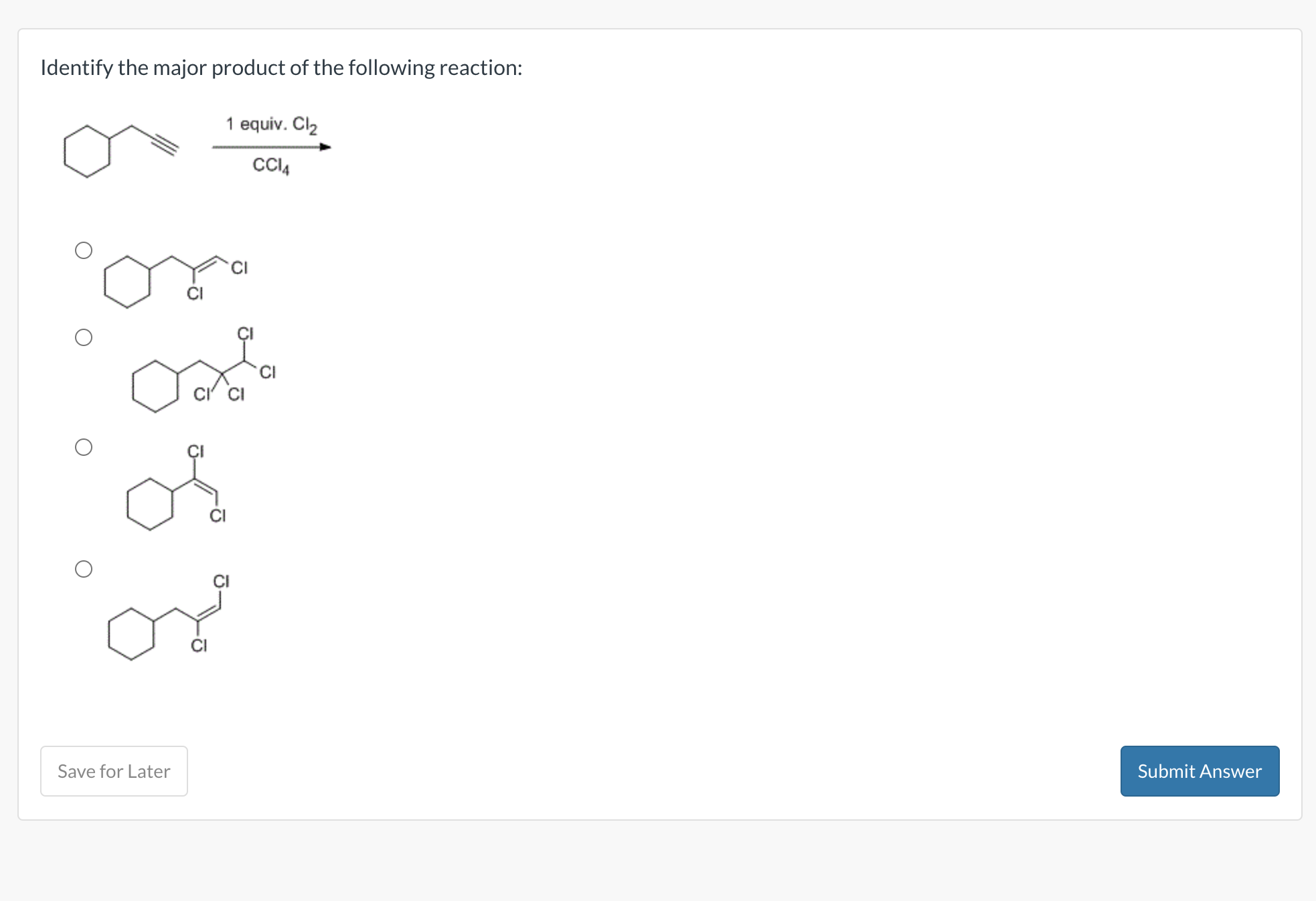 Solved Identify the major product of the following reaction: | Chegg.com