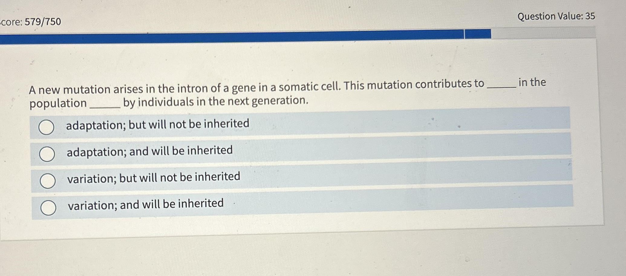Solved core: 579/750Question Value: 35A new mutation arises | Chegg.com
