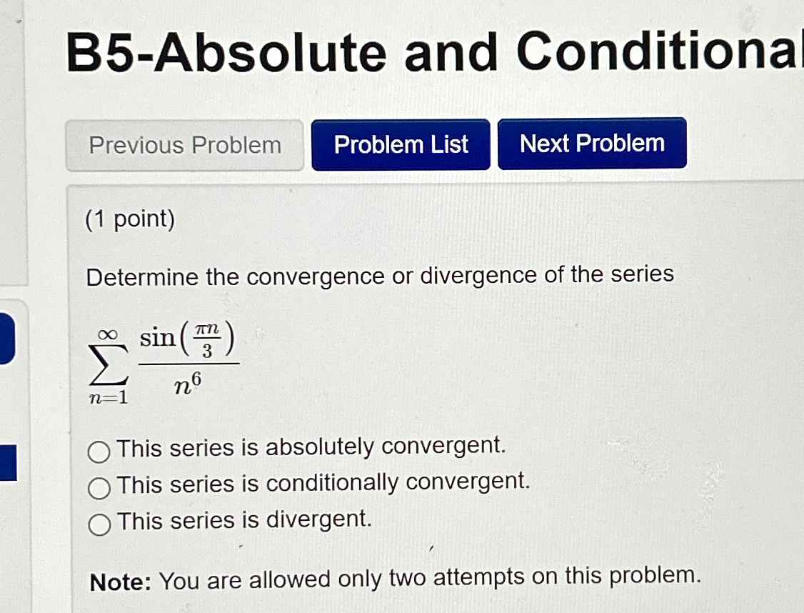 Solved B5-Absolute and Conditiona(1 ﻿point)Determine the | Chegg.com