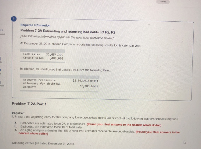 Solved Required Information Problem 7-2A Estimating and | Chegg.com