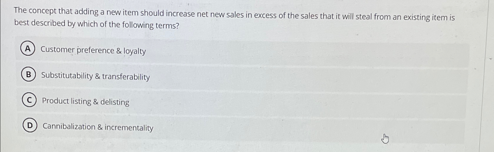 Solved The concept that adding a new item should increase | Chegg.com
