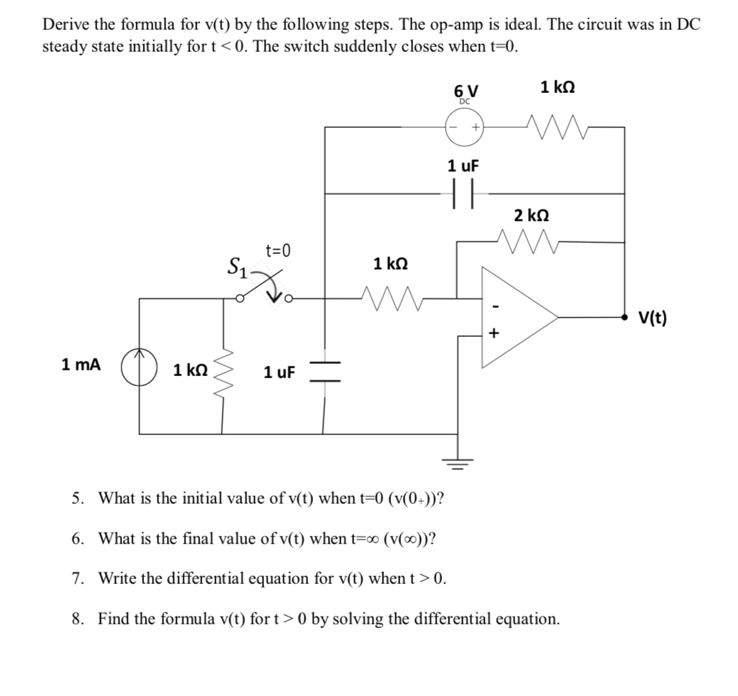 Derive the formula for v(t) ﻿by the following steps. | Chegg.com