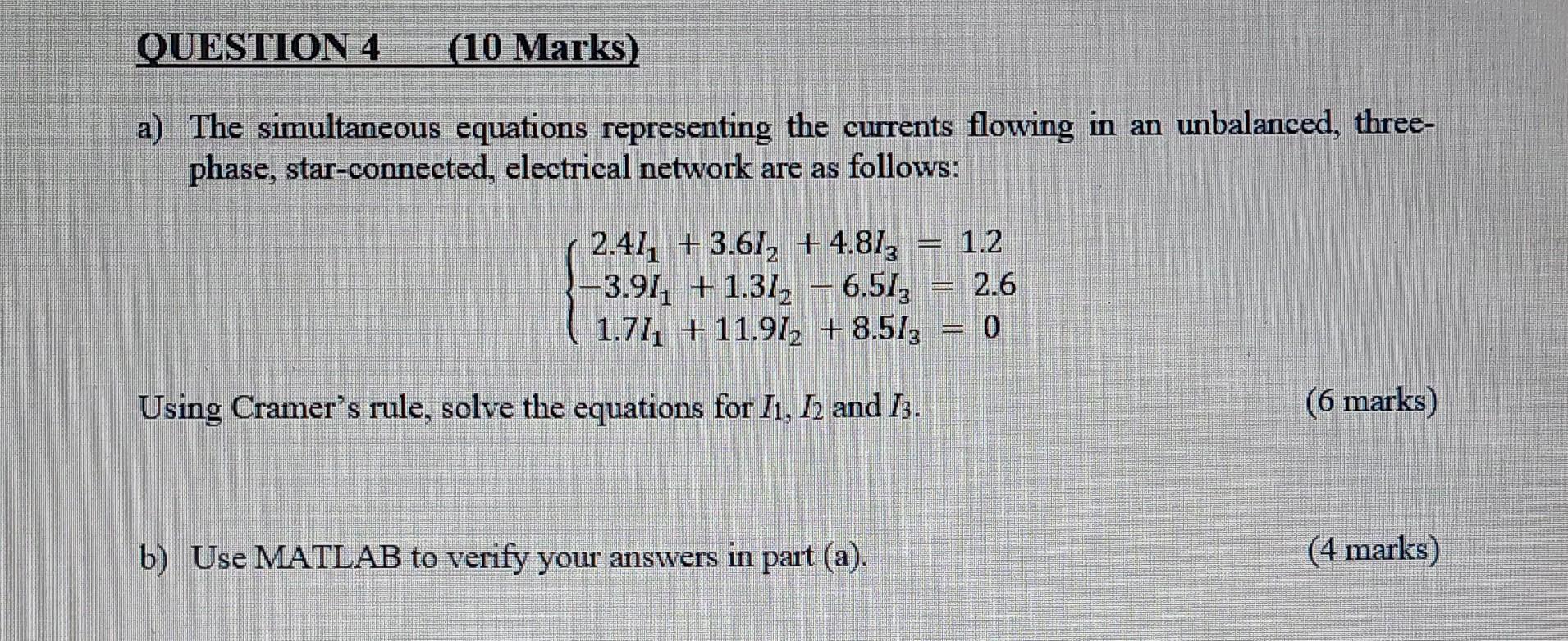 Solved a) The simultaneous equations representing the | Chegg.com