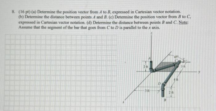 Solved 8. (16 pt) (a) Determine the position vector from A | Chegg.com