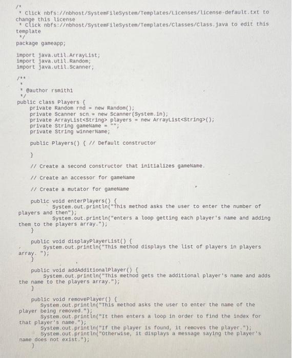 Solved Class \& ArrayList Assignment (Check the Course | Chegg.com