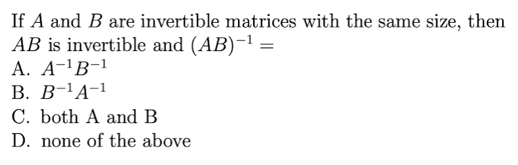 Solved If A and B ﻿are invertible matrices with the same | Chegg.com