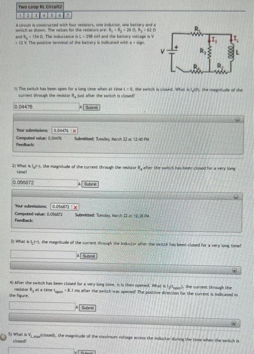 Solved Two Loop RL Circuit RA A circuit is constructed with | Chegg.com