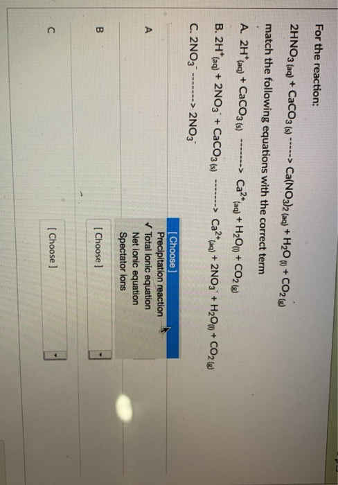 Solved For the reaction: -----> 2HNO3 (aq) + CaCO3 (s) | Chegg.com