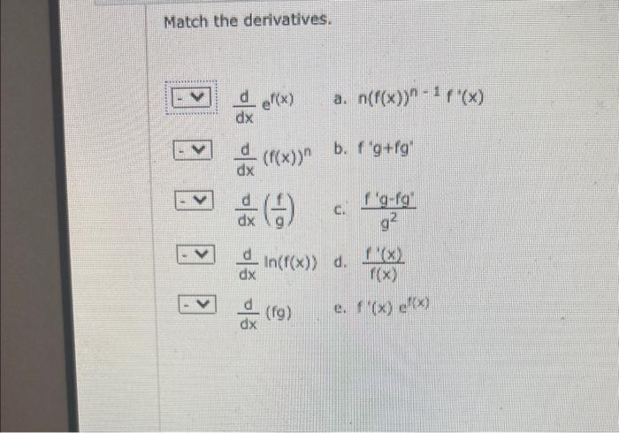 Solved Match the derivatives. | Chegg.com