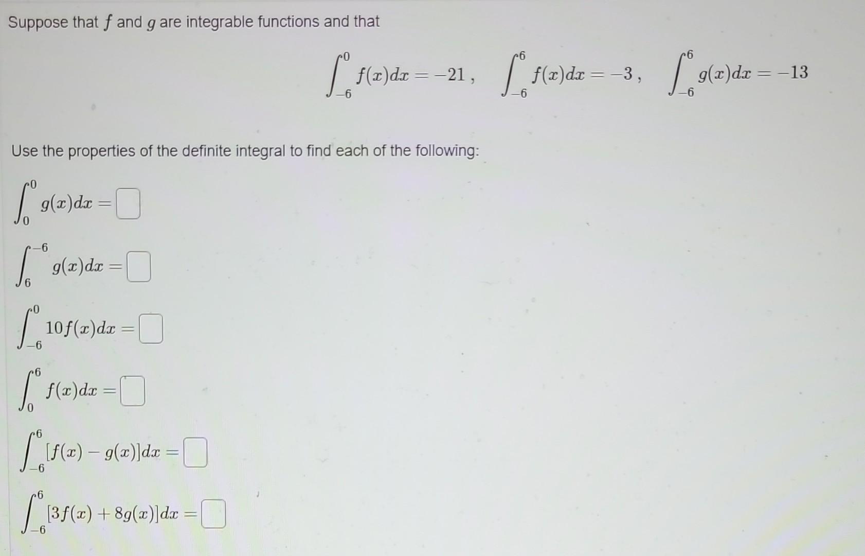 Solved Suppose that f and g are integrable functions and | Chegg.com