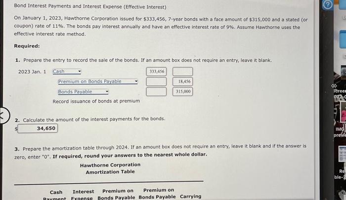 Solved Bond Interest Payments and Interest Expense | Chegg.com