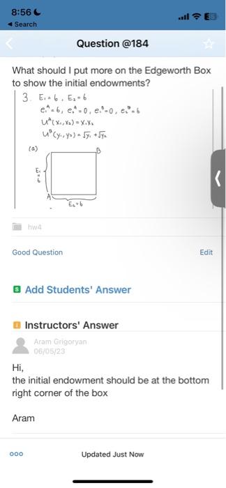 Solved please hand draw the graph Consider an Edgeworth | Chegg.com