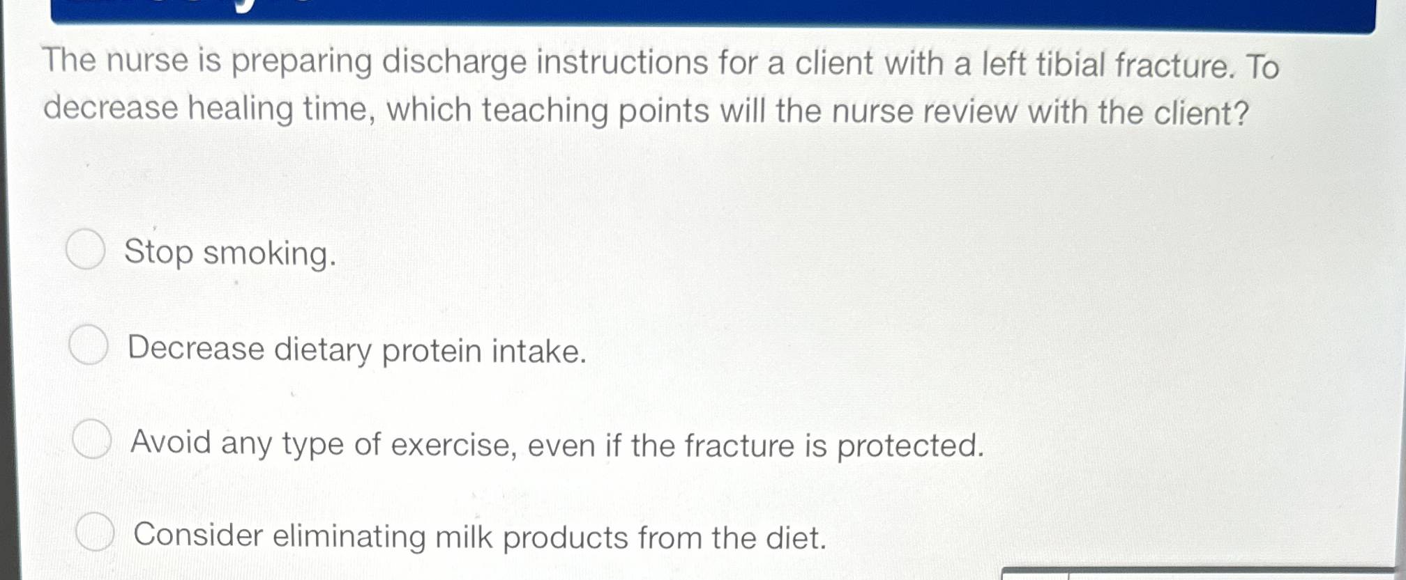 Solved The nurse is preparing discharge instructions for a | Chegg.com