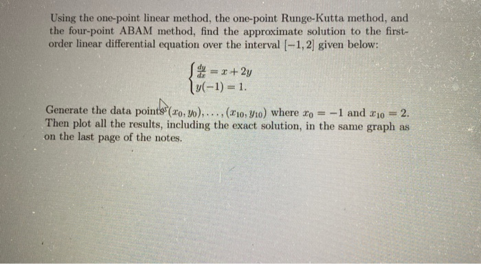 Solved Using the one-point linear method, the one-point | Chegg.com