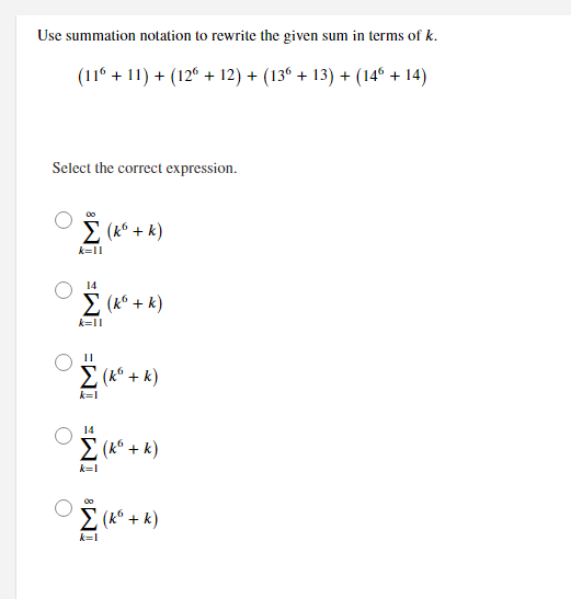 Solved Use summation notation to rewrite the given sum in | Chegg.com