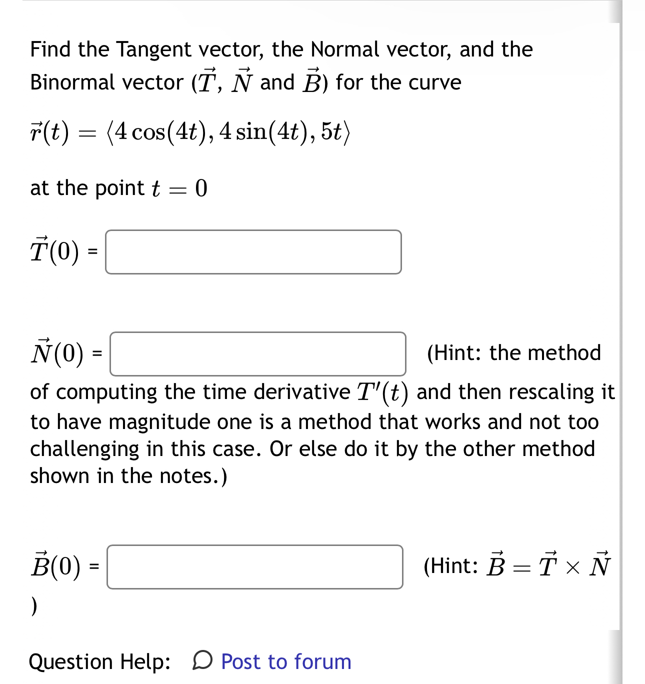 Solved Find the Tangent vector, the Normal vector, and the | Chegg.com