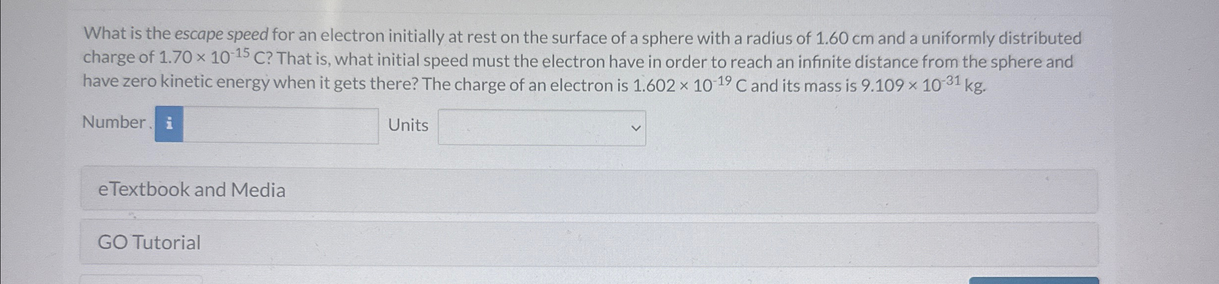 What is the escape speed for an electron initially at | Chegg.com