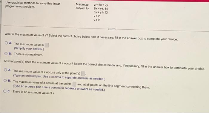 Solved Use graphical methods to solve this linear | Chegg.com