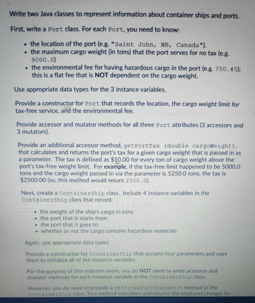Solved Write two Java classes to represent information about | Chegg.com