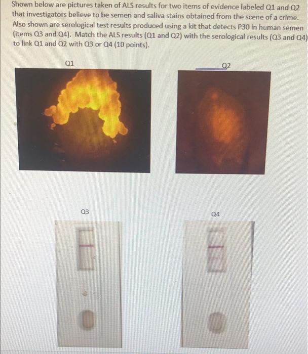 Solved Shown below are pictures taken of ALS results for two | Chegg.com