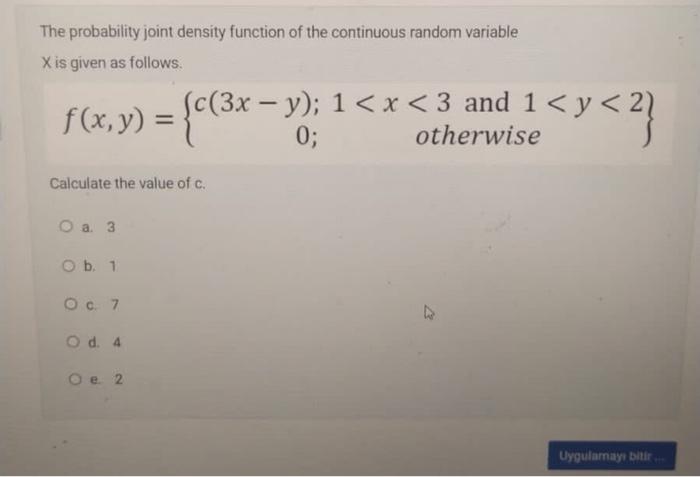 Solved The probability joint density function of the | Chegg.com