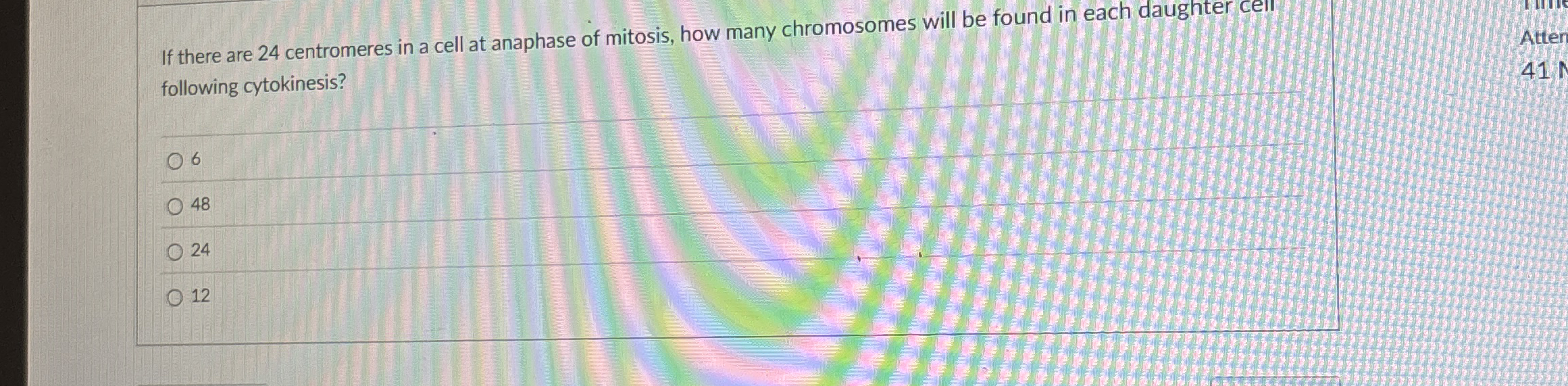 Solved If there are 24 ﻿centromeres in a cell at anaphase of | Chegg.com