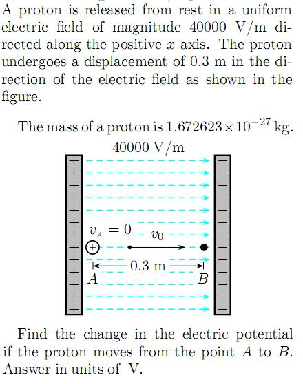 Solved A Proton Is Released From Rest In A Uniform Electric
