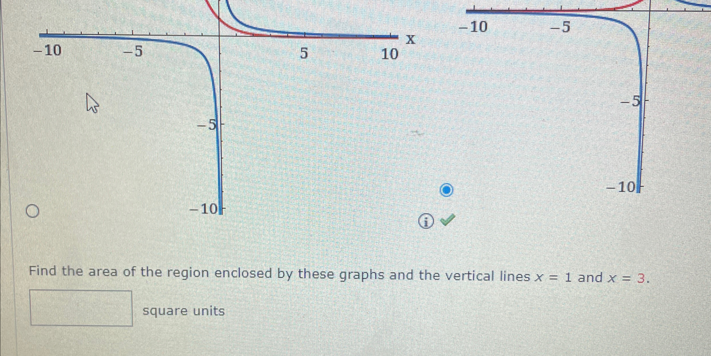Find the area of the region enclosed by these graphs | Chegg.com