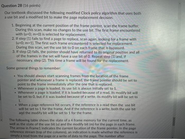 Solved Question 28 (16 points) Our textbook discussed the | Chegg.com