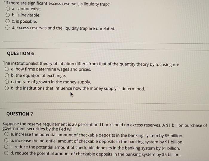 Solved "If there are significant excess reserves, a | Chegg.com