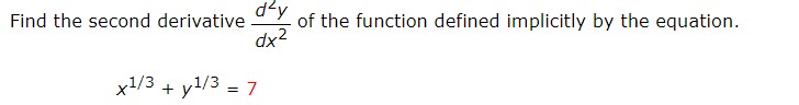 Solved Find the second derivative d2ydx2 ﻿of the function | Chegg.com