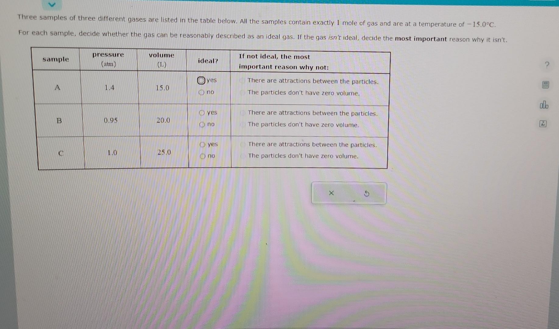 Solved Three samples of three different gases are listed in | Chegg.com