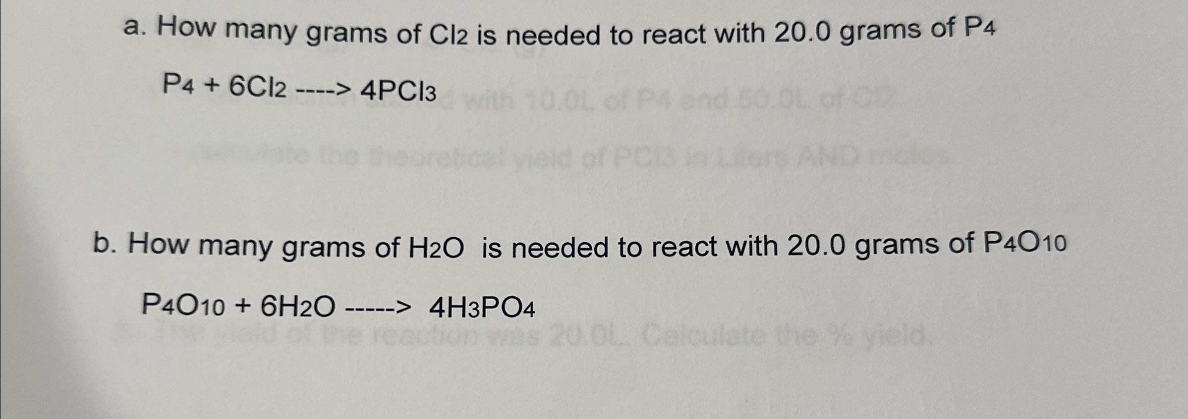 Solved a. ﻿How many grams of Cl2 ﻿is needed to react with | Chegg.com