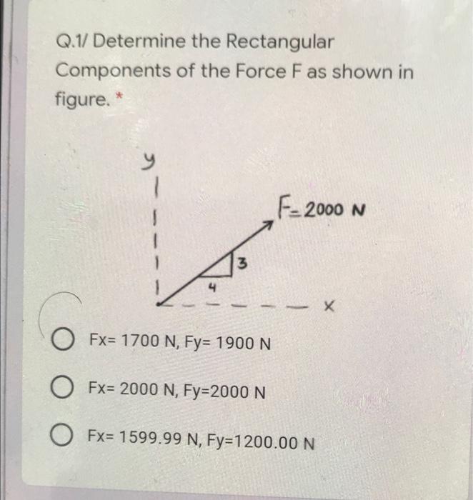 Solved Q.1/ Determine the Rectangular Components of the | Chegg.com