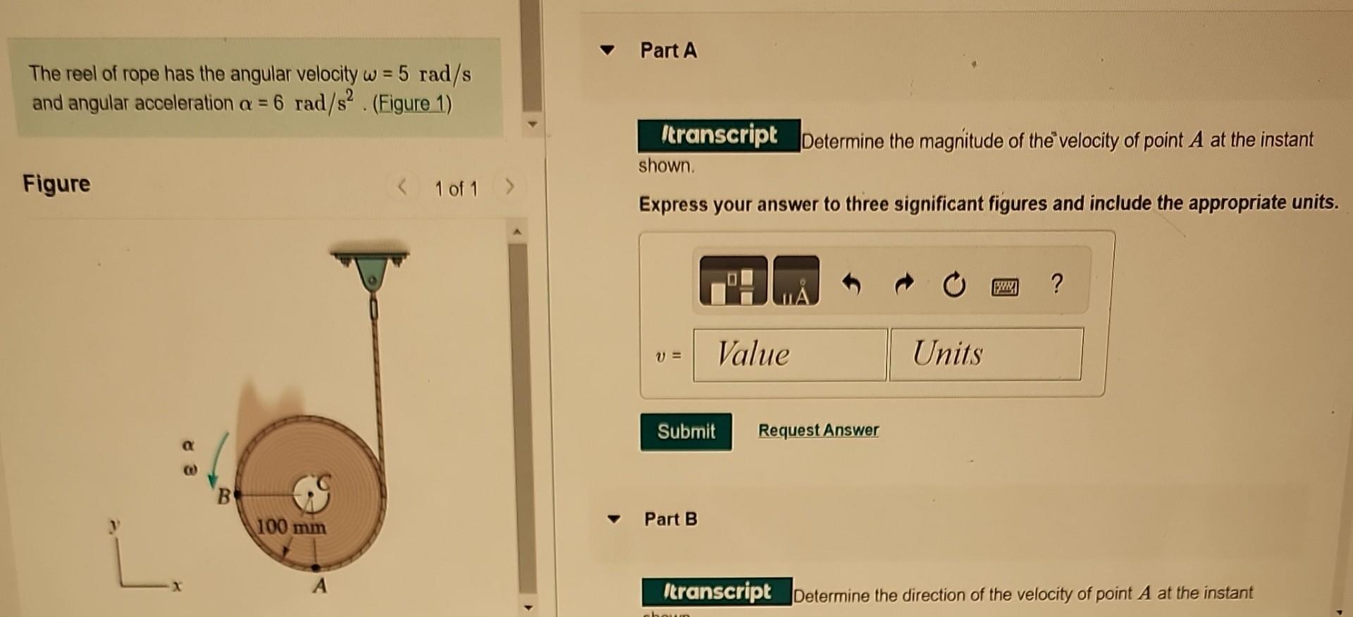 Solved The reel of rope has the angular velocity ω=5rad/s | Chegg.com