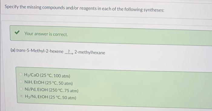 Solved Specify the missing compounds and/or reagents in each | Chegg.com