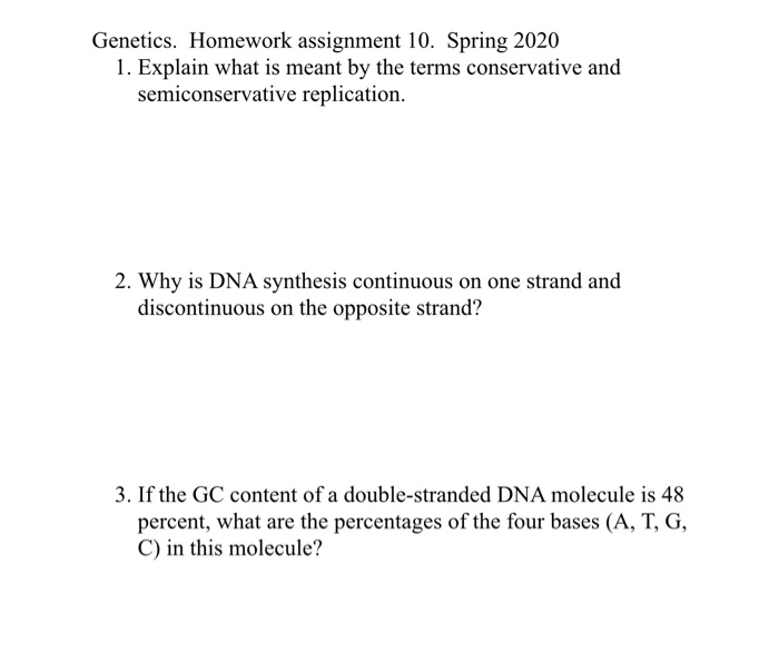 Solved Genetics. Homework assignment 10. Spring 2020 1. | Chegg.com