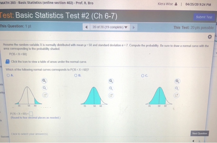 Solved MATH 203 - Basic Statistics (online section 402) - | Chegg.com