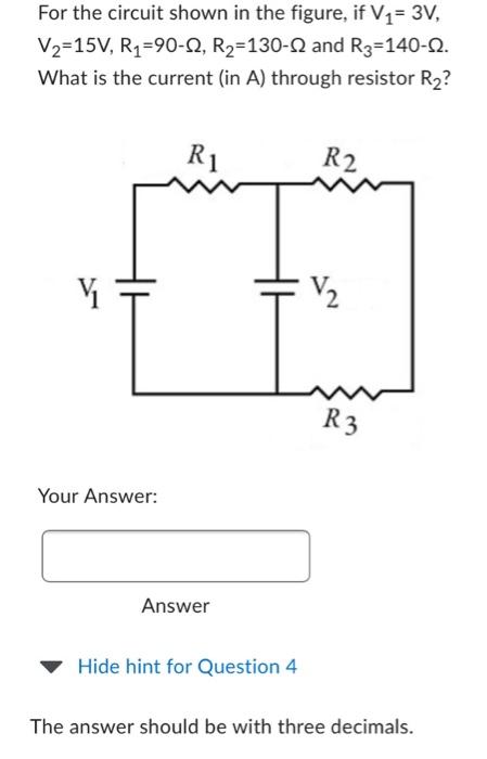 Solved For the circuit shown in the figure, if V1=3 V, V2=15 | Chegg.com