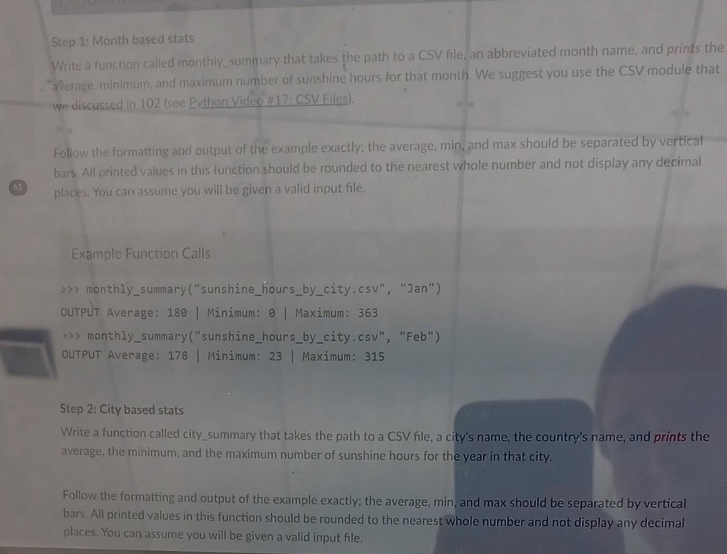 Solved Step 1: Month based stats Write a function called | Chegg.com