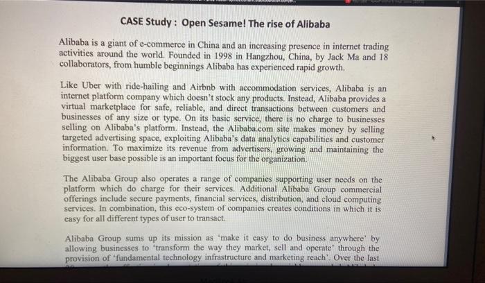 Solved 1.How would you describe Alibaba's strategy? 2.What | Chegg.com