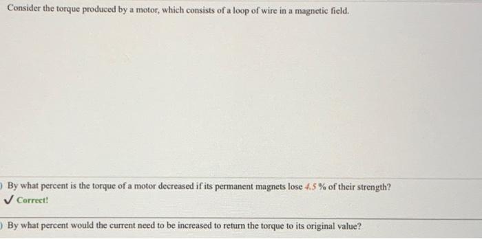 Solved Consider the torque produced by a motor, which | Chegg.com