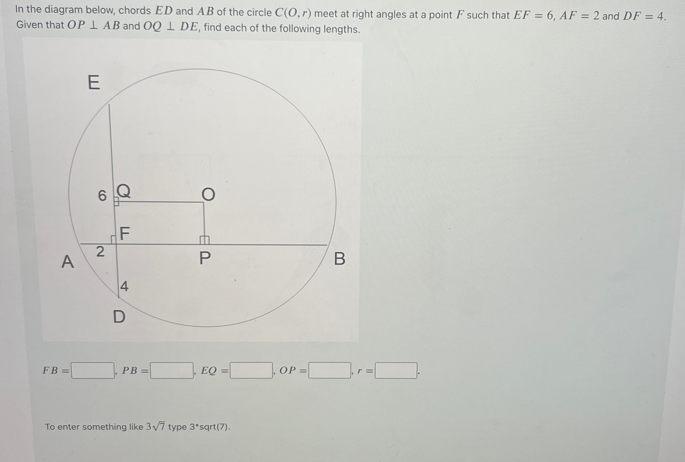 Solved In the diagram below, chords ED ﻿and AB ﻿of the | Chegg.com