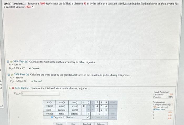 Solved (10\%) Problem 2: Suppose a 1600−kg elevator car is | Chegg.com
