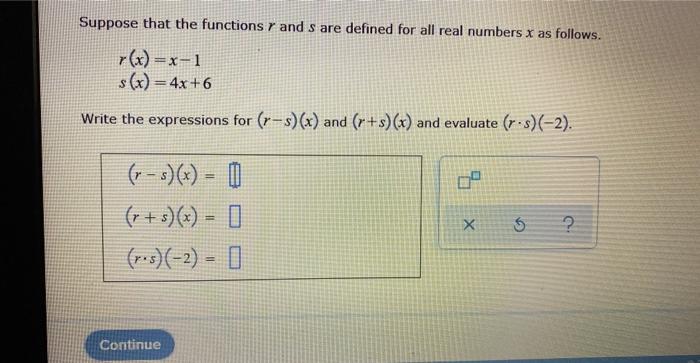 Solved Suppose that the functions r and s are defined for | Chegg.com