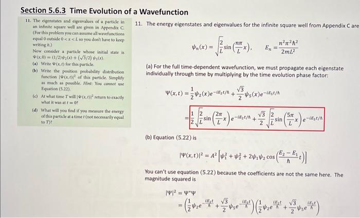Solved Section 5.6.3 Time Evolution of a Wavefunction 11. | Chegg.com
