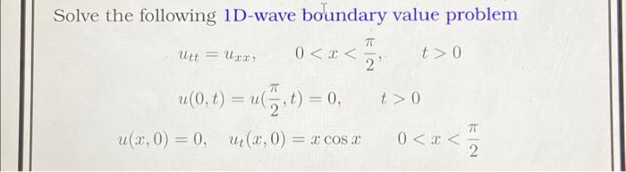Solved Solve the following 1D-wave boundary value problem | Chegg.com