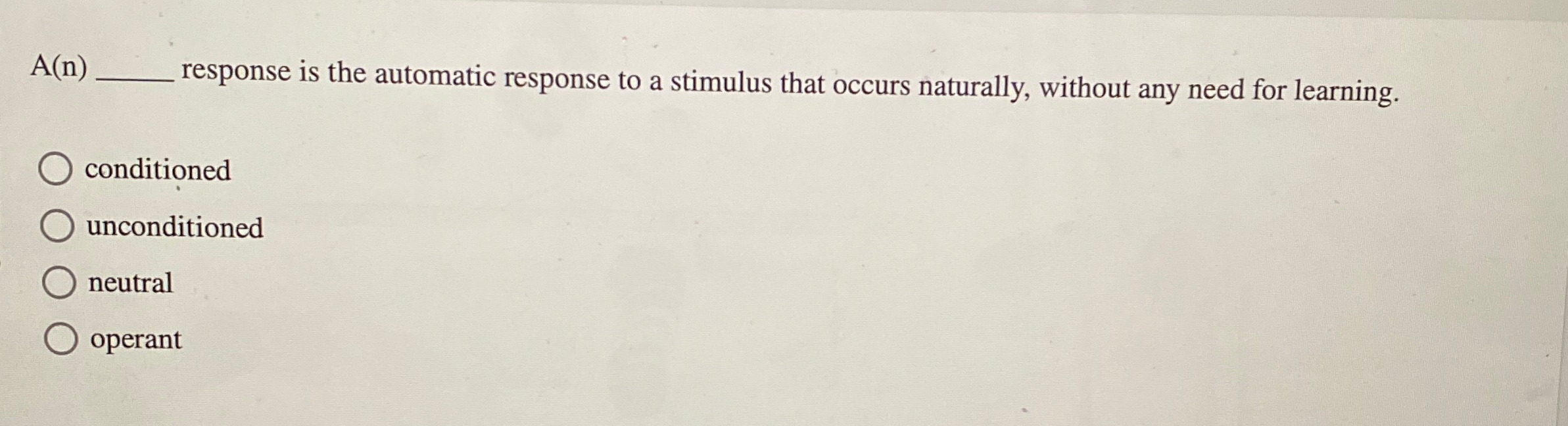 Solved A(n) q, ﻿response is the automatic response to a | Chegg.com