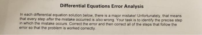 Solved Differential Equations Error Analysis In each | Chegg.com